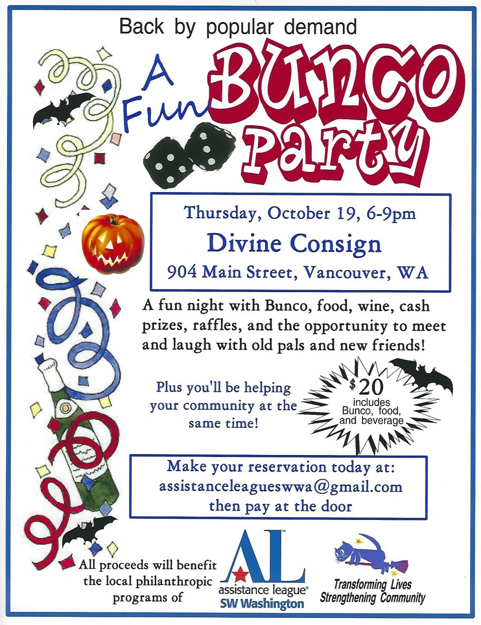 Bunco | Assistance League – Southwest Washington